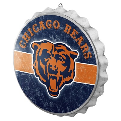 Chicago Bears NFL Metal Wall Bottle Cap Sign 12" Forever Collectibles ...