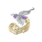 Alighting Phoenix 925 Sterling Silver Pendant Fine Jewelry Gold Accent ...