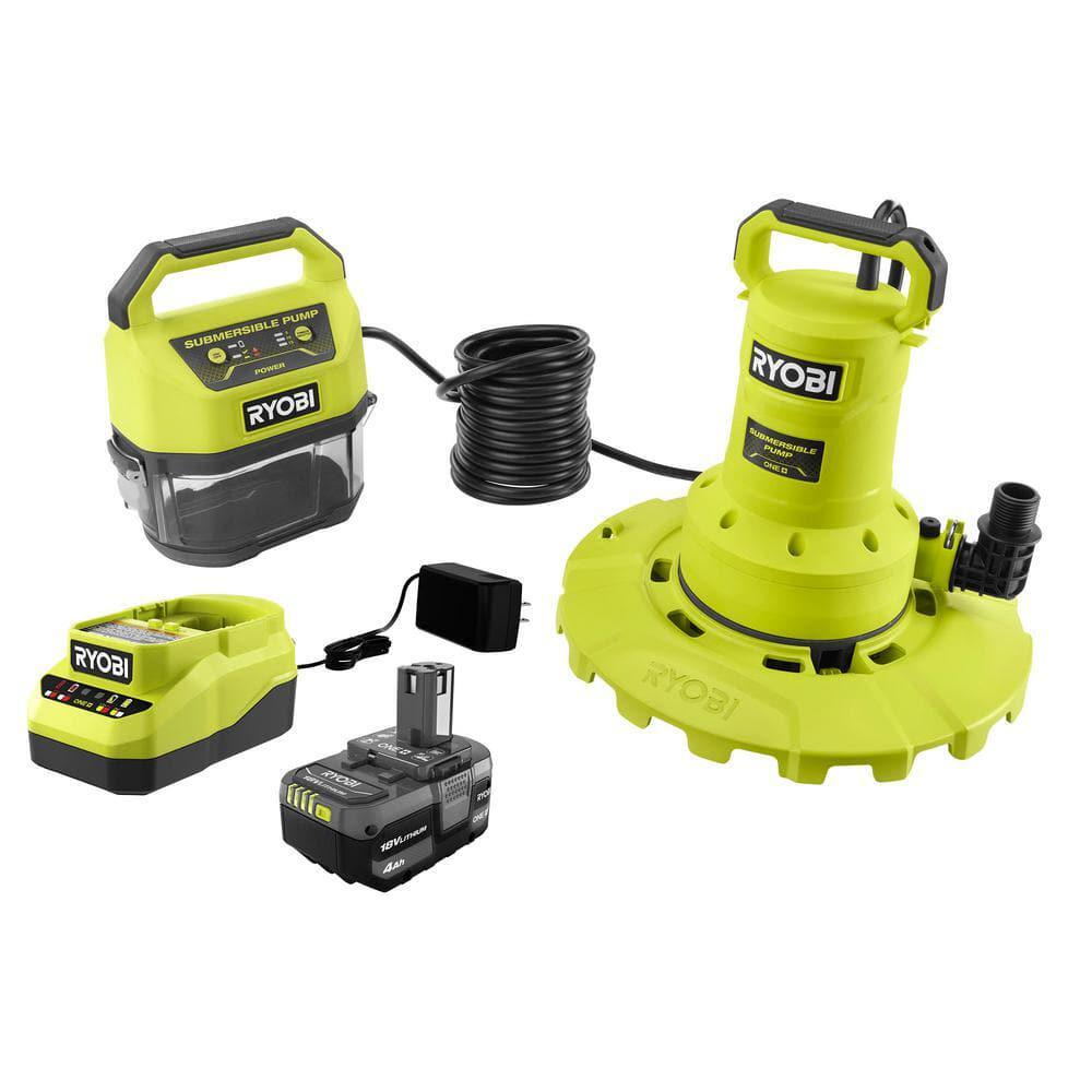 RYOBI Transfer Pump ONE+ 18V 1/6 Hp 1200-GPH Submersible w/4Ah Battery ...