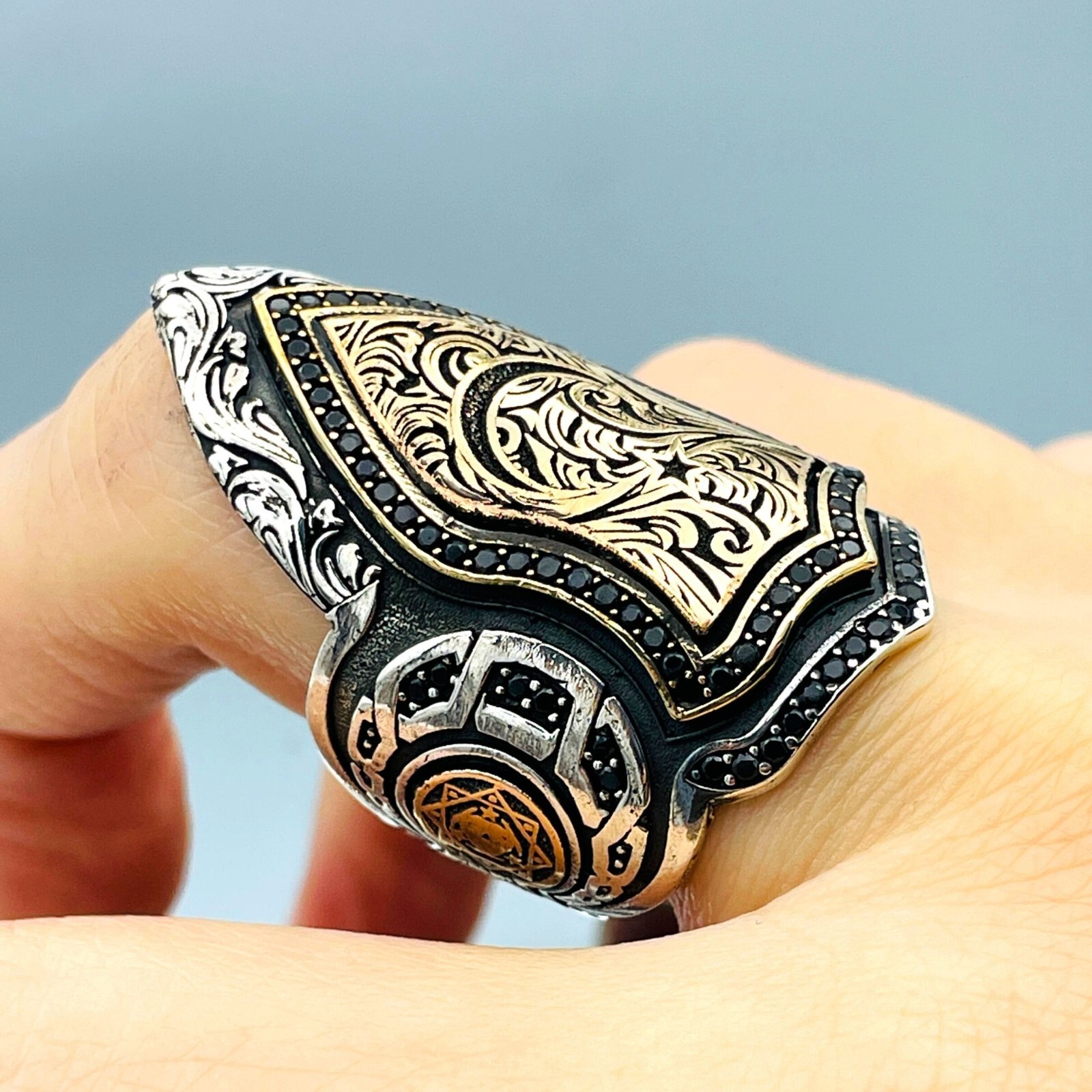 Islamic Thumb Silver Men Ring, Vintage Silver Men Ring, Islamic ...