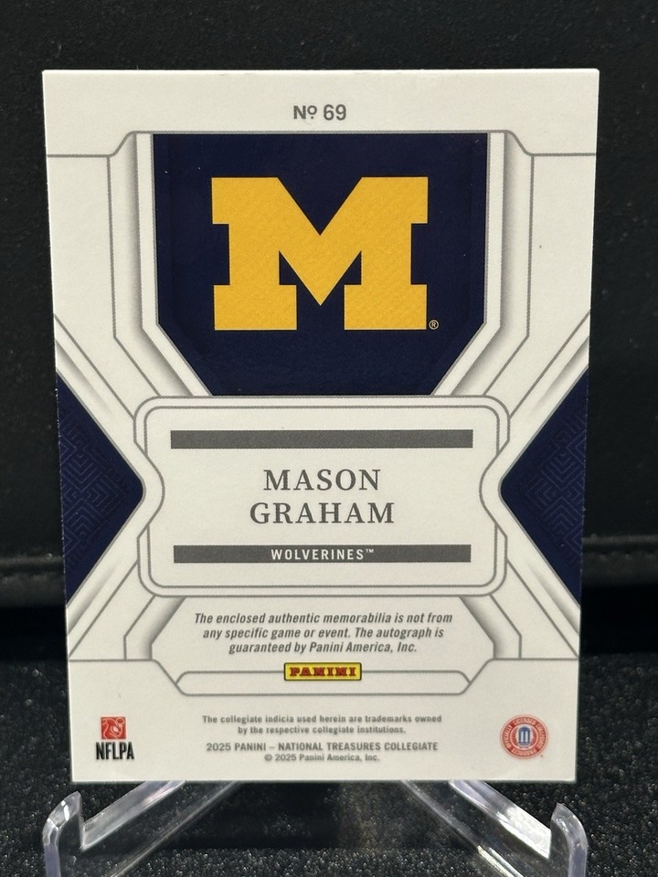 MASON GRAHAM 2025 National Treasures Collegiate #69 RPA /49 Rookie ...