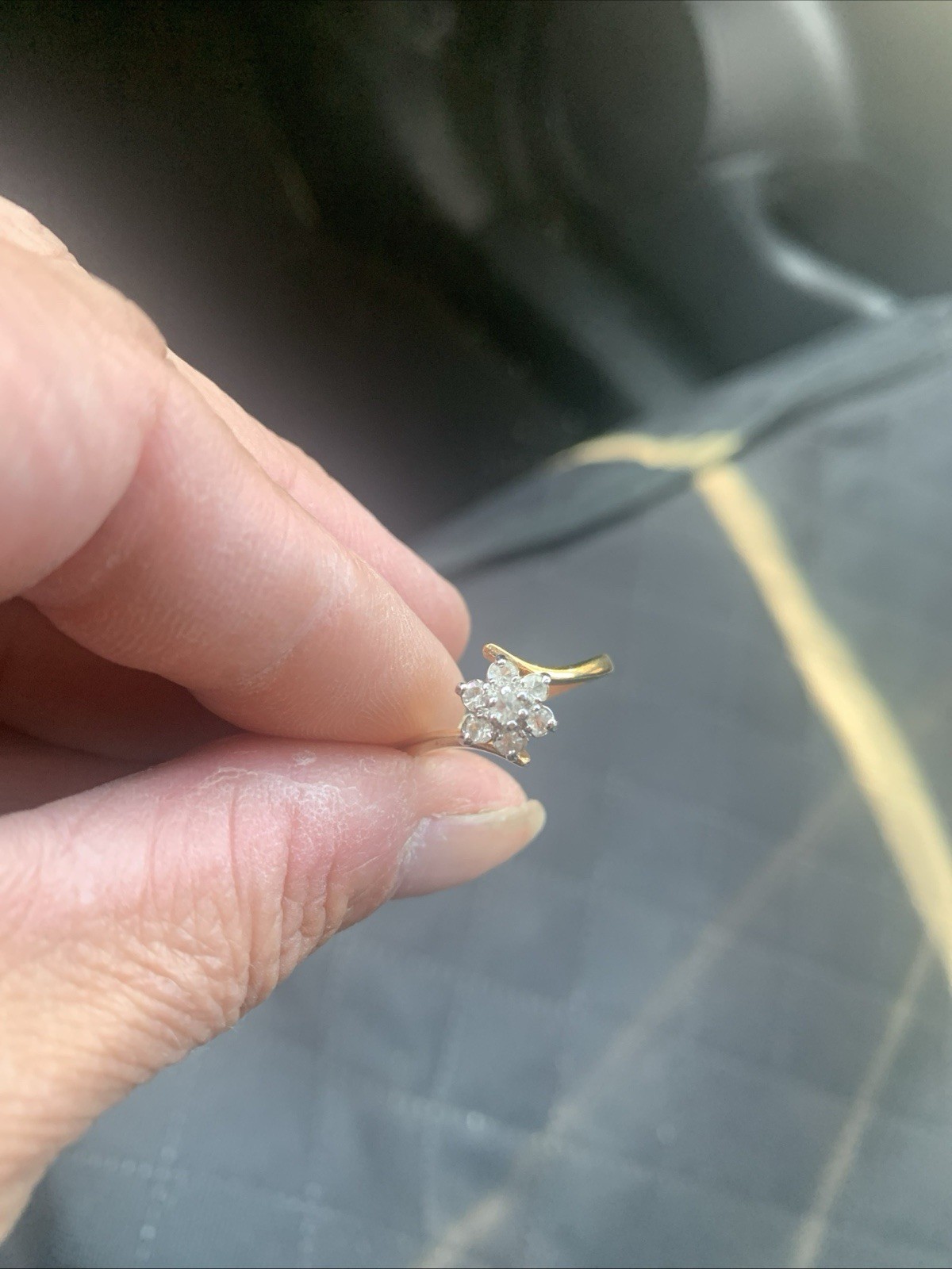 Star Shaped Silver Flower Ring with Diamonds Size 7 1/2 | eBay