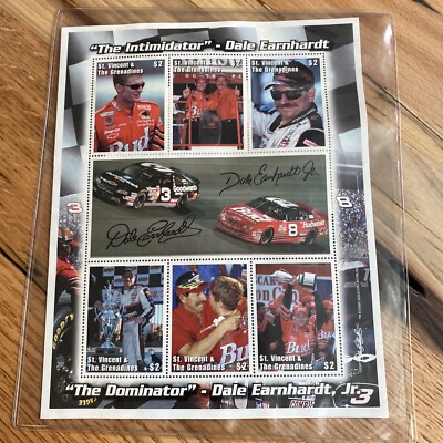 Dale Earnhardt Sr And Jr Stamps Sheet 2001 with COA | eBay