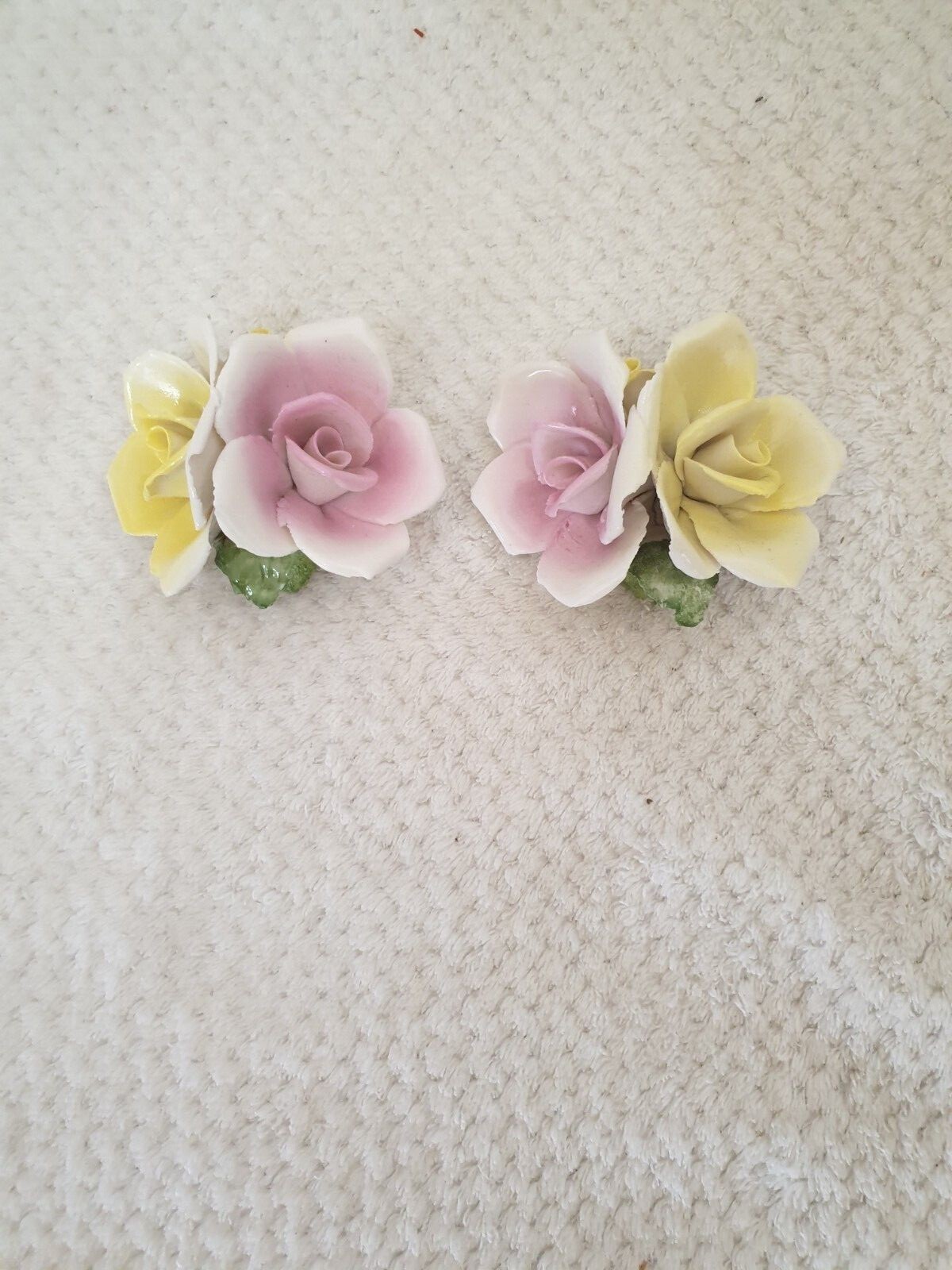 202/C 1/Pr capodimonte double rose floral pieces made in Italy CAN ...