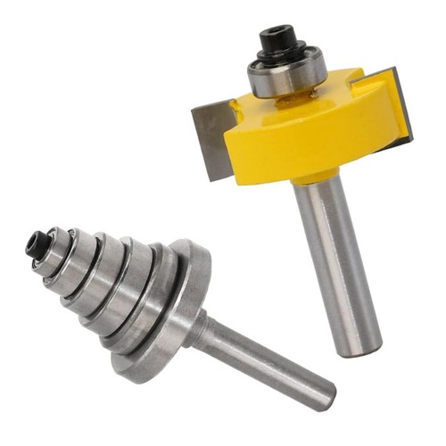 Cemented Carbide Rabbet Router Bit & 6 Bearings Trimmer Set - 8mm Shank ...