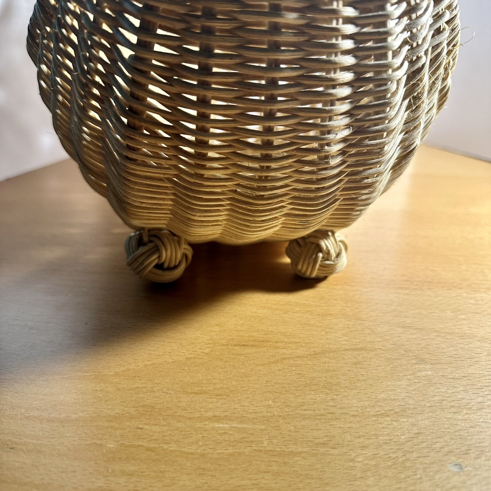 Mid 20th Century Vintage Wicker Woven Duck Swan Goose Motif Basket With ...