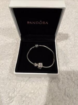 Pandora Bracelet With Heart And Books Charms | eBay