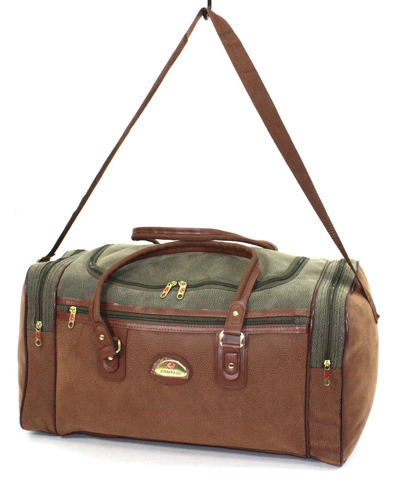 54cm Faux Leather Suede Holdall Luggage Weekend Duffel Cabin Travel ...