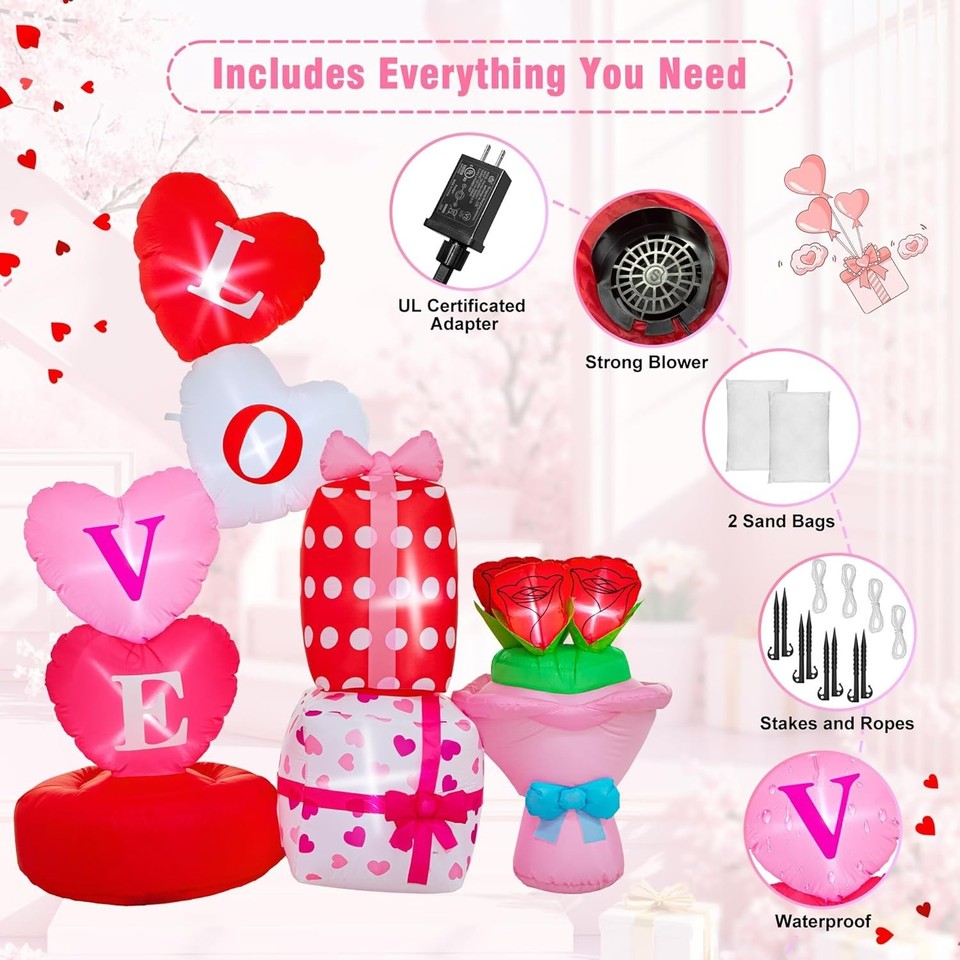 Beautiful Valentines Day Love Heart Rose Present Outdoor Lawn Yard Art ...