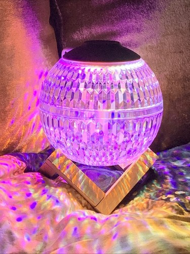 Brookstone CRYSTAL BALL LED Light Diffuser Humidifier With Wooden ...