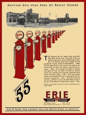1931 Erie Meter Systems Gas Pumps Producers Oil Station Dayton NEW SIGN ...