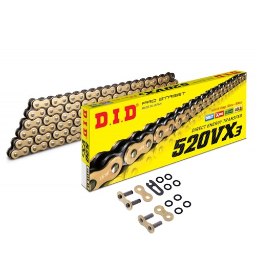 660 Tiger Sport Drive Chain Gold 520 x 122 Link DID VX3 X-Ring Triumph ...