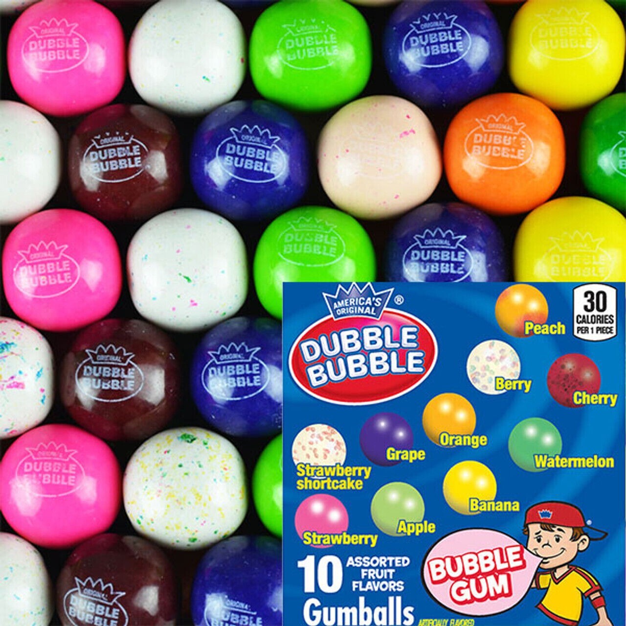 10 FLAVOR MIX Gum Ball 3 Pounds Dubble Bubble 1" Bulk Vending Machine ...