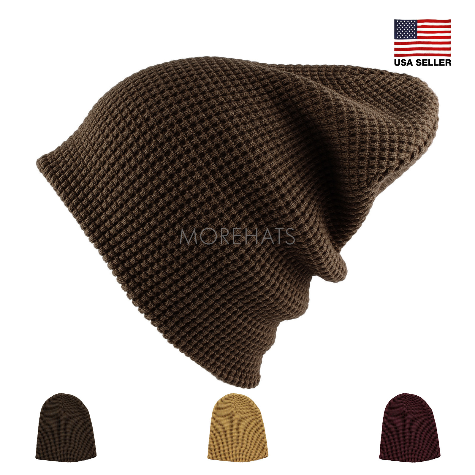 Waffle Embo Knit Slouchy Beanie Winter Warm Ski Skater Hip-hop Hat Men ...