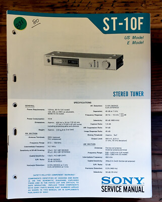 Sony ST-10F Tuner Service Manual *Original* | eBay