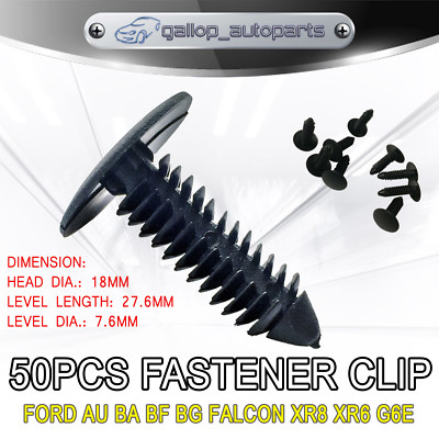 50P Plastic Retainer Mud Flap Clip Fit Ford BA BF FG Falcon XR6 XR8 G6E ...