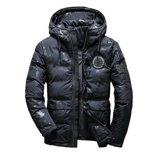 Warm Duck Down Jacket Snow Hooded Short Slim Fit Zip Coats Outwear Men ...
