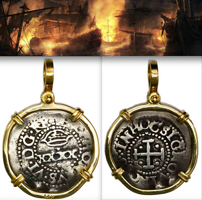 PORTUGAL 40 REIS 1040AD PENDANT JEWELRY PIRATE SILVER COINS TREASURE ...