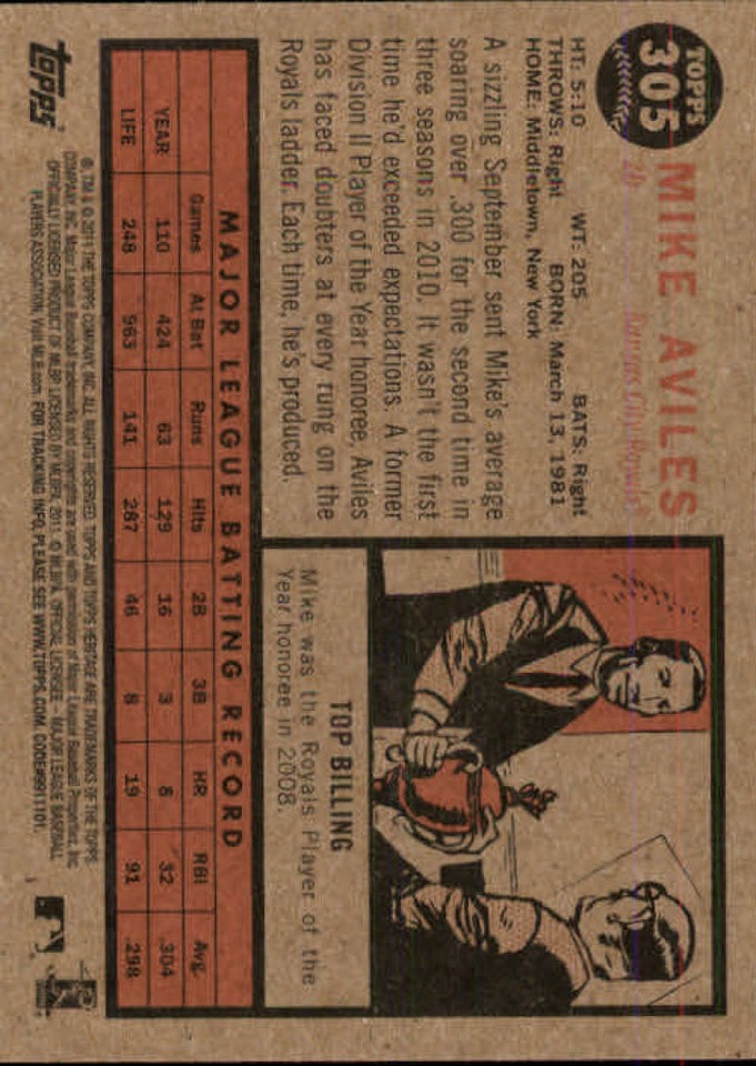 2011 Topps Heritage #305 Mike Aviles Royals NM-MT | eBay