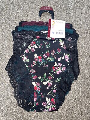 NWT Womens Joyspun Solid/Floral 3 Pack Stretch Cheeky Panties Size Sm 4 ...