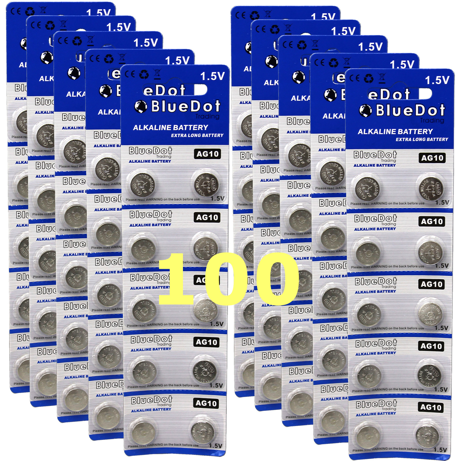100 Pk Alkaline Button Cell Battery LR54 D389 LR1130 AG10 389 390 189 ...
