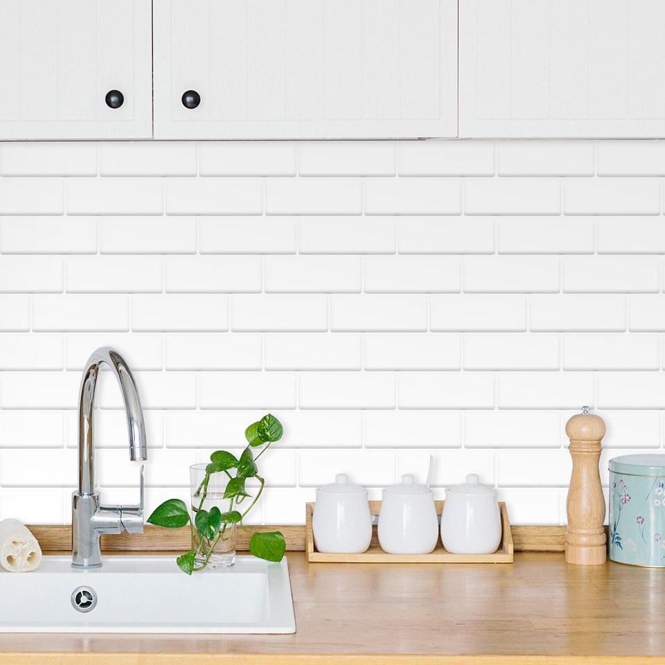 Tile Stickers Kitchen Bathroom Splashback Backsplash Peel and Stick ...