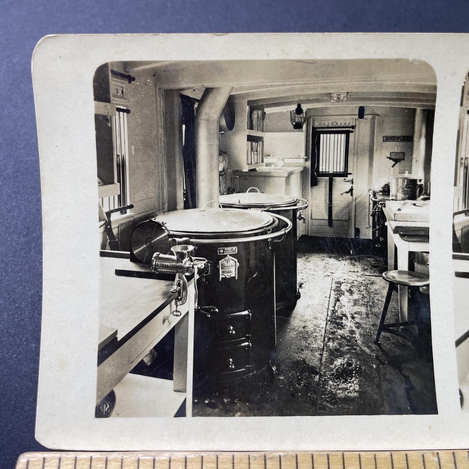 Antique 1916 WW1 German Train Mess Car Rail Kitchen Stereoview Photo ...