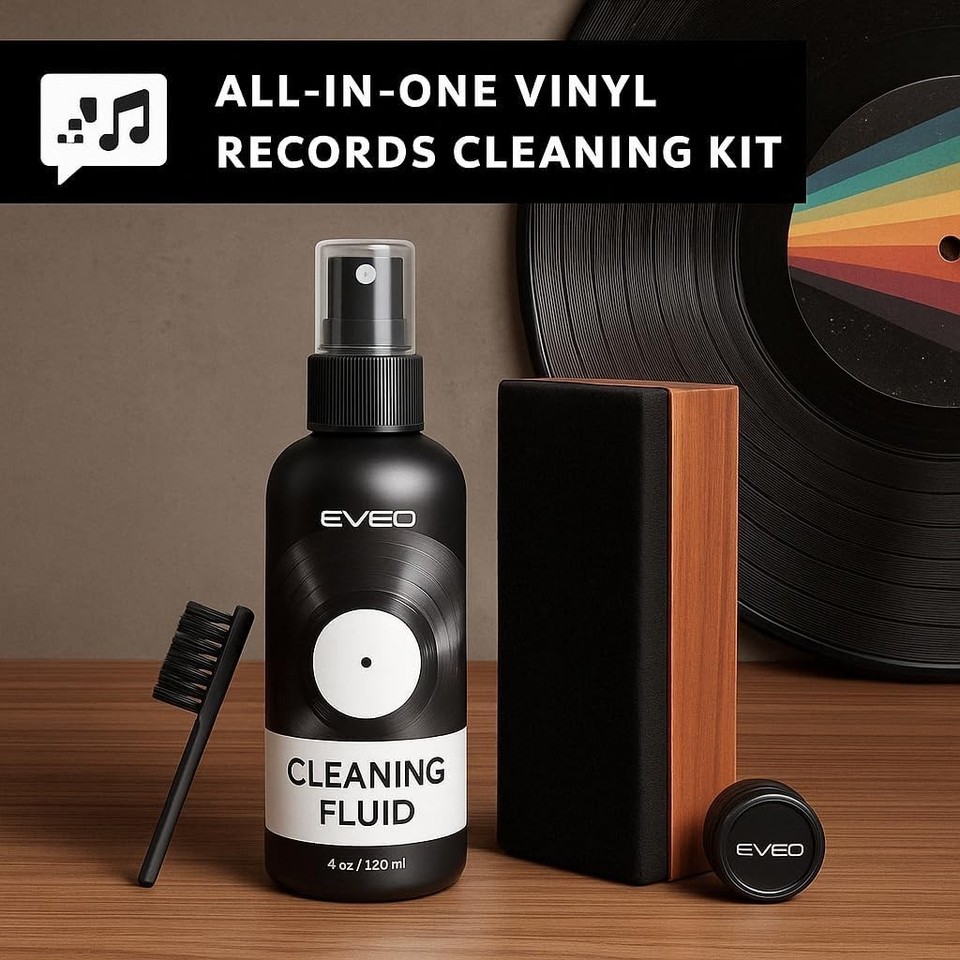 EVEO Vinyl Record Cleaning Kit - 4In1 Vinyl Record Cleaner Kit for ...