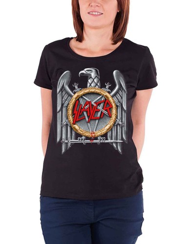 Slayer T Shirt Silver Eagle Band Logo new Official Womens Skinny Fit ...