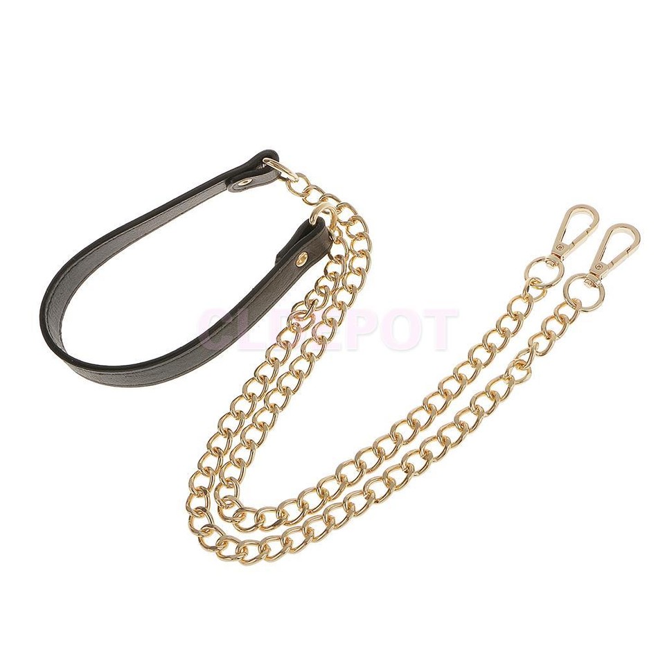 Metal + PU Leather Bag Chain Replacement Strap for Womens Handbag ...