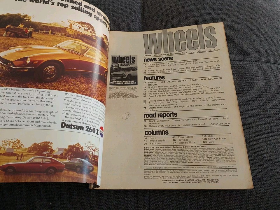WHEELS OCTOBER 1974 TORANA L34 BATHURST ALLAN MOFFAT TORANA GOOD ...