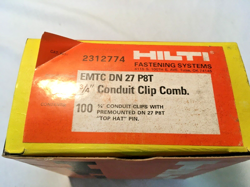 (100) Hilti EMTC DN 27 P8T 3/4" Conduit Clip w/ Premounted Pins(Hilti ...