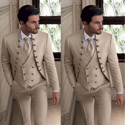 Beige Men's Suits Banquet Wedding Groom Prince Formal Prom Party Men ...