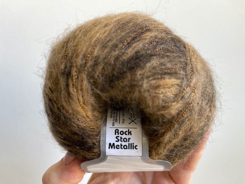 Brown Fuzzy Rock Star Metallic 66539 Ice Yarns Wool Blend w Metallic ...