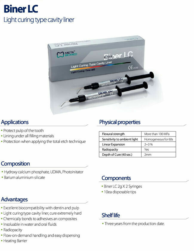 Meta Biomed Biner LC Light Cured Radiopaque Fluoride Releasing Cavity ...