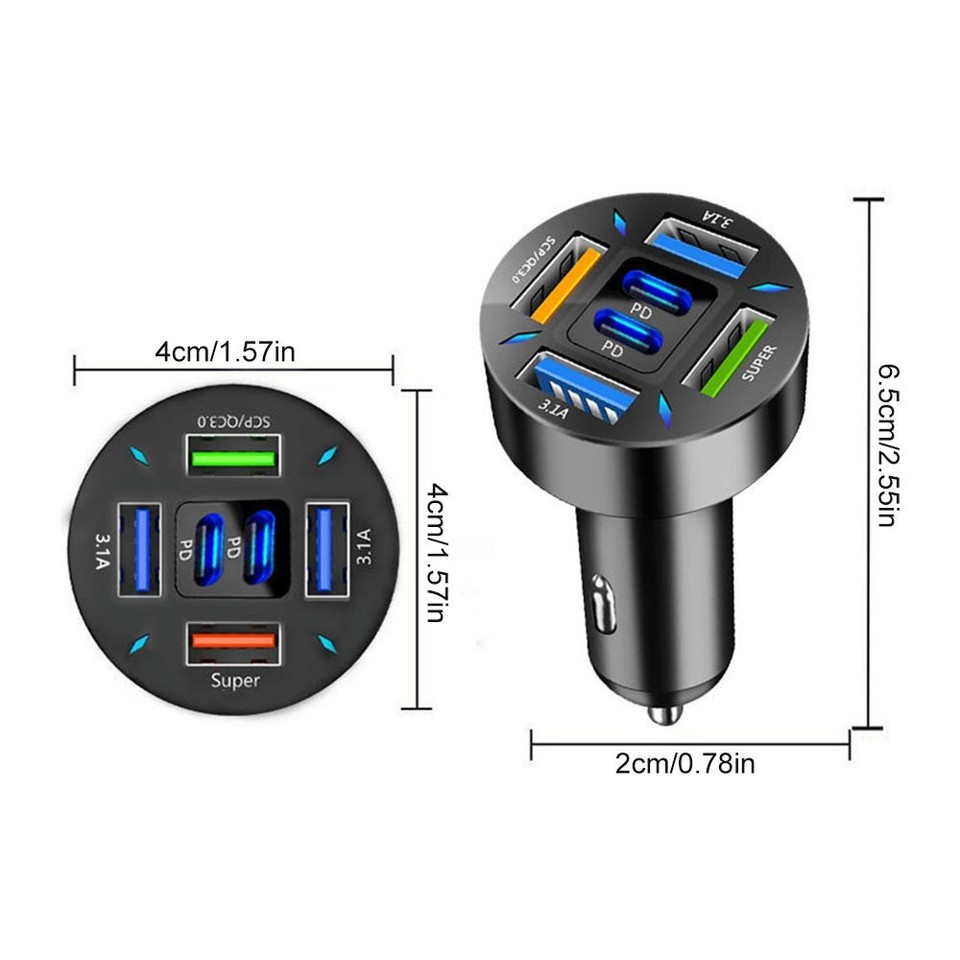 4 USB Port Super Fast Car Charger Adapter for iPhone Android Cell Phone ...