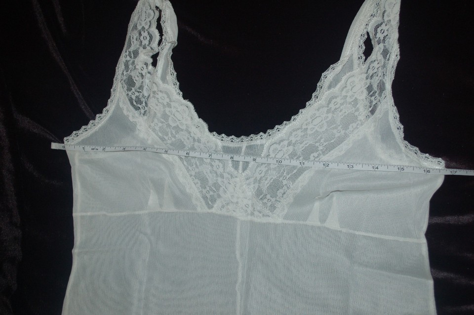 VINTAGE STUNNING WHITE FEMME ULTRA SHEER SILKLY POLYAMIDE FULL SLIP | eBay