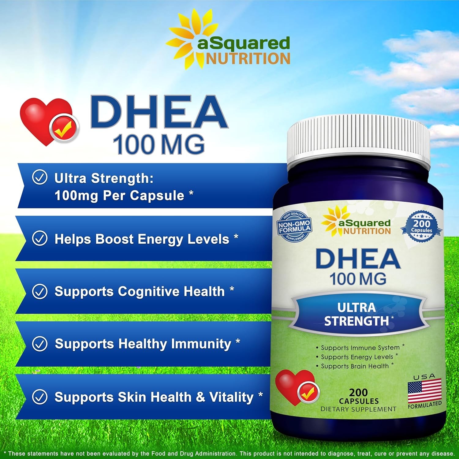 Pure DHEA 100mg Max Strength 200 Capsules to Promote Balanced Hormone ...