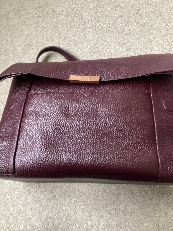 Ted Baker soft shoulder leather handbag in deep red/burgundy brand new ...