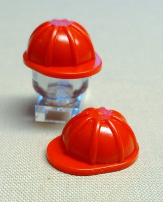 x2 NEW Lego Red Minifig Headgear Construction Helmet For City Town ...