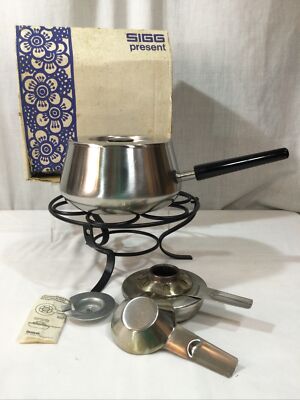 SIGG Switzerland INOX 18-8 Stainless Covered Pot Fondue Pot Set 1 1/2 ...