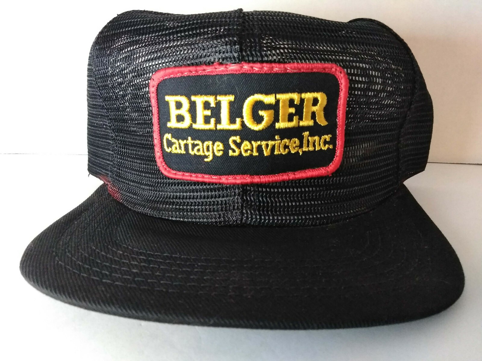 Vintage Belger Cartage USA MADE Hat Patch All Mesh Trucker Snapback Cap ...