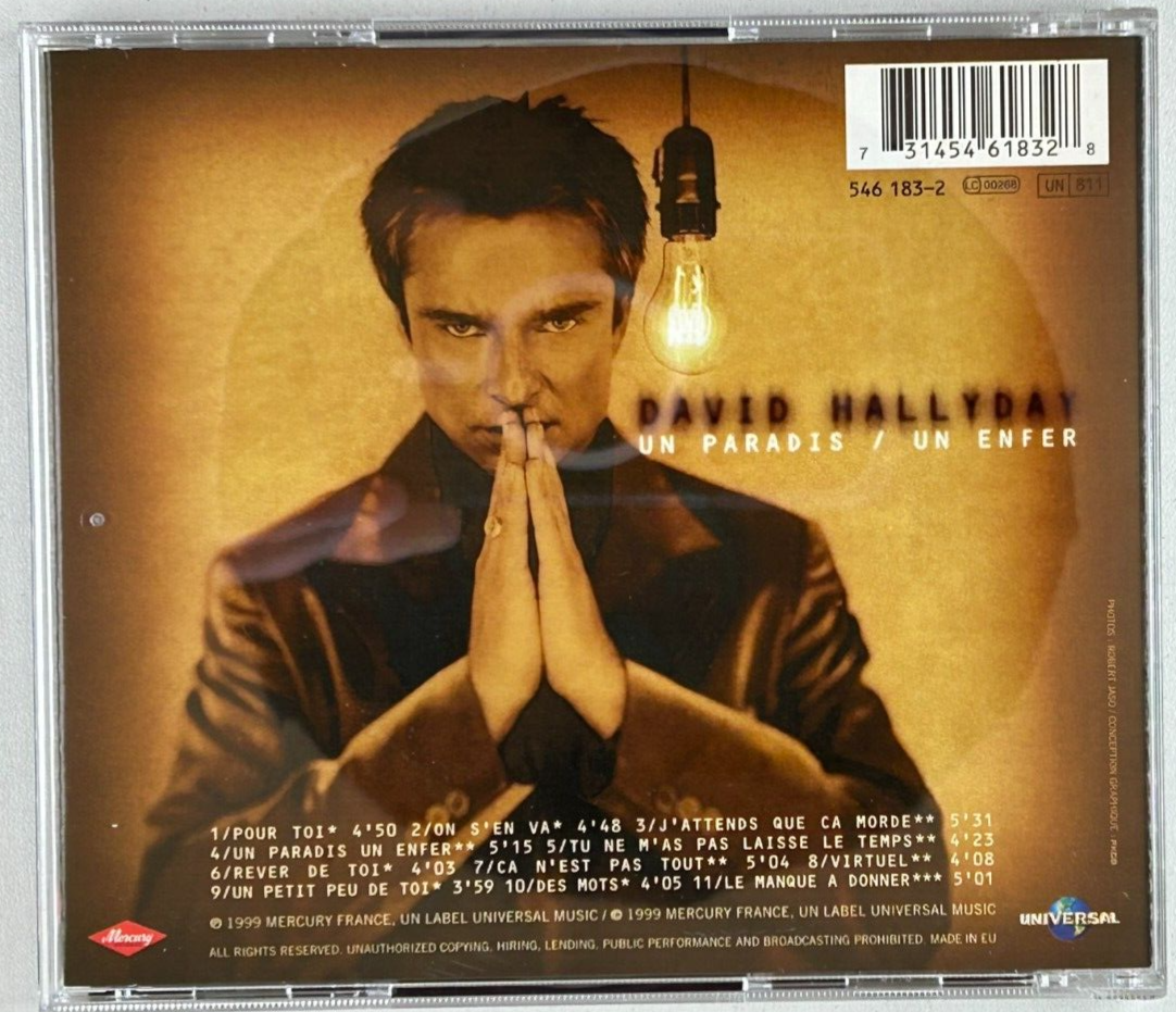 David Hallyday Un Paradis / Un Enfer CD | eBay