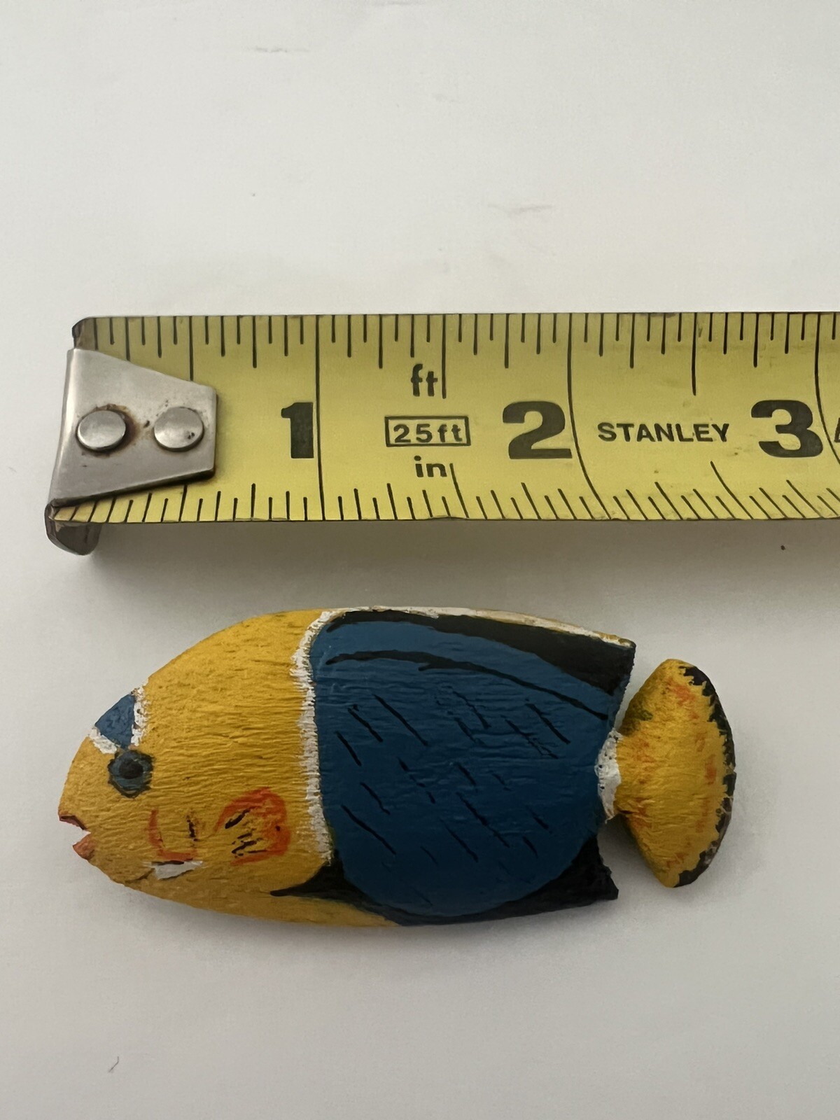 Vintage Signed Wood Carved Angel Fish Brooch Pin Hand… - Gem