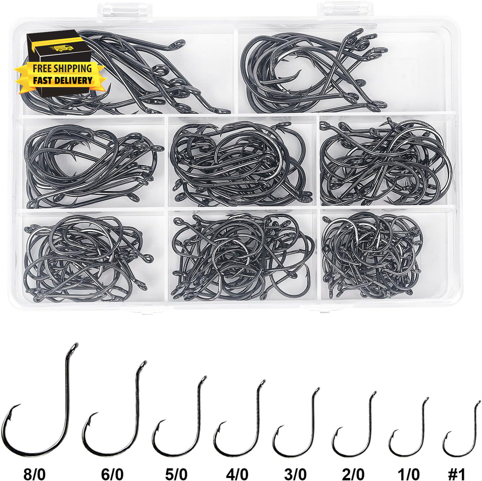 Circle Hooks Fishing Hooks 2X Strong Offset Circle Hooks Saltwater ...
