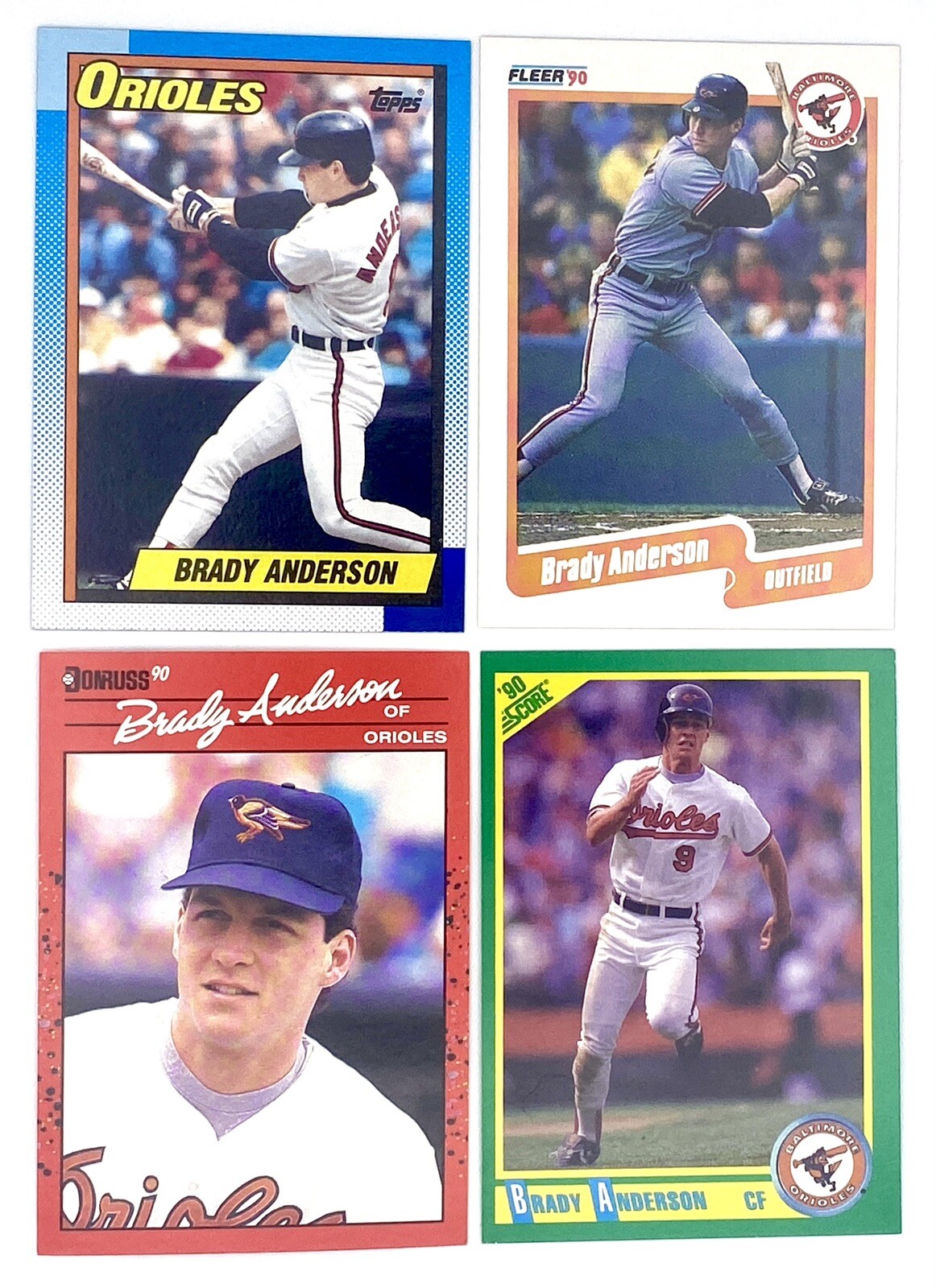 1990 Topps Fleer Donruss Score BRADY ANDERSON Baltimore Orioles 4-card ...