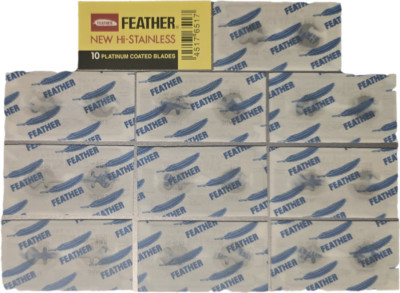 10 FEATHER Razor Blades NEW Hi-Stainless Double Edge blades made in ...