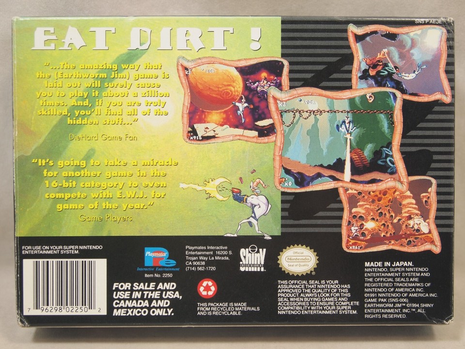 Earthworm Jim (Super Nintendo | SNES) Authentic BOX ONLY | eBay