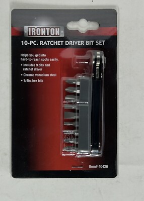 Ironton 10-Pc. Ratchet Driver and Bit Set - 1/4in. Drive. | eBay