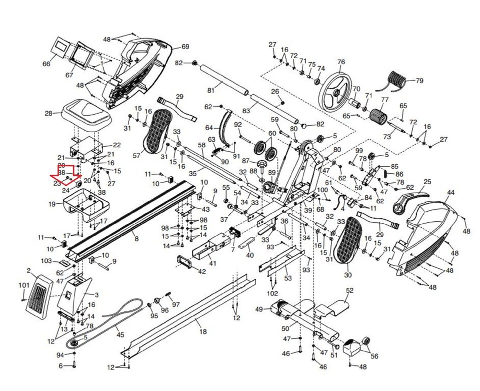 Proform 440R - PFRW39140 - 831.212560 Rower Seat Carriage Roller 357416 ...